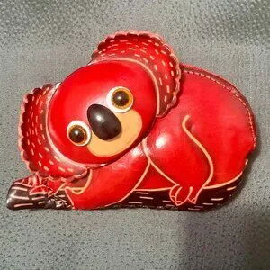 Handmade | Bags | Handmade Red Leather Koala Coin Purse Cute Animal ...